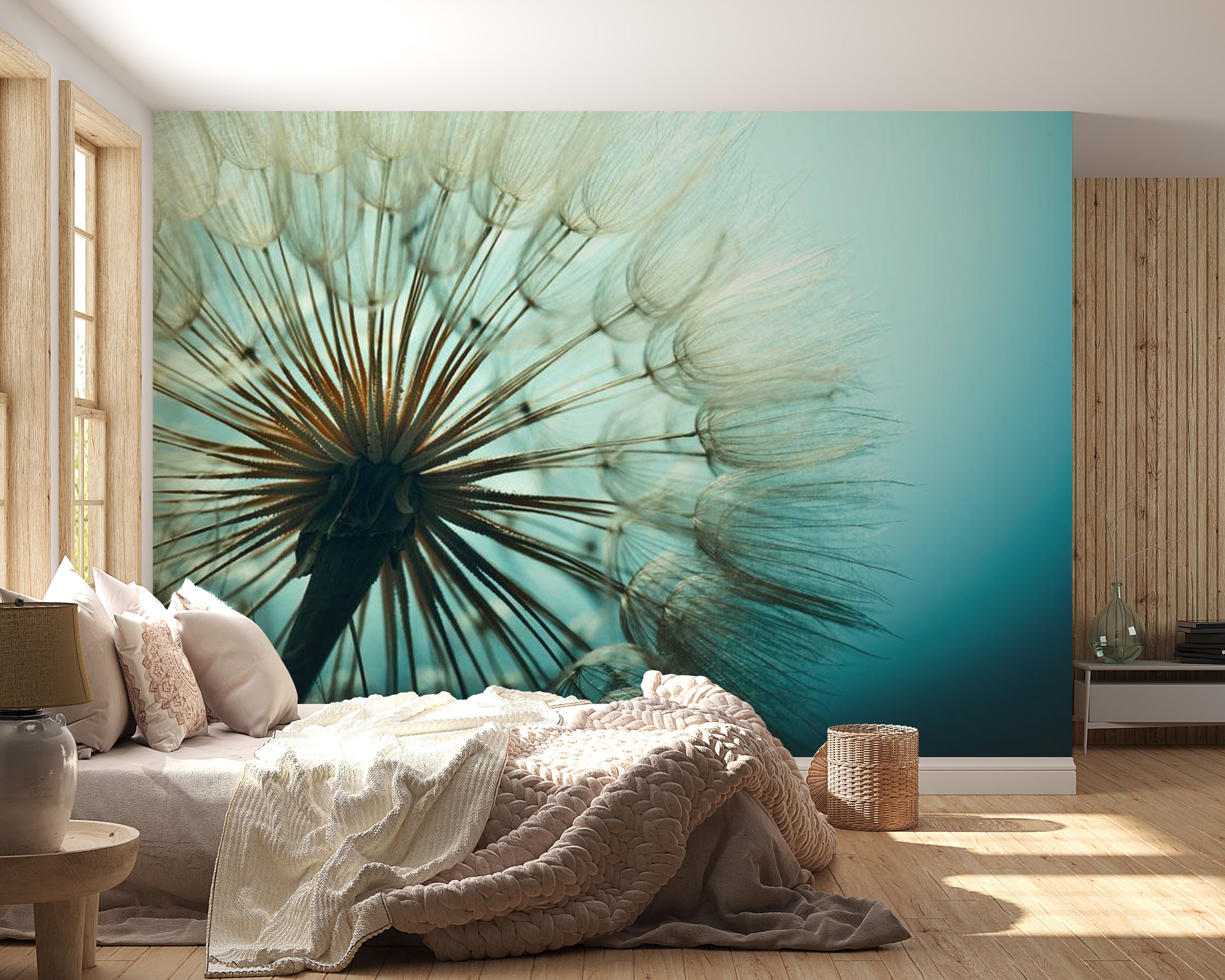 Tiptophomedecor Peel and Stick Floral Wallpaper Wall Mural - Blue ...