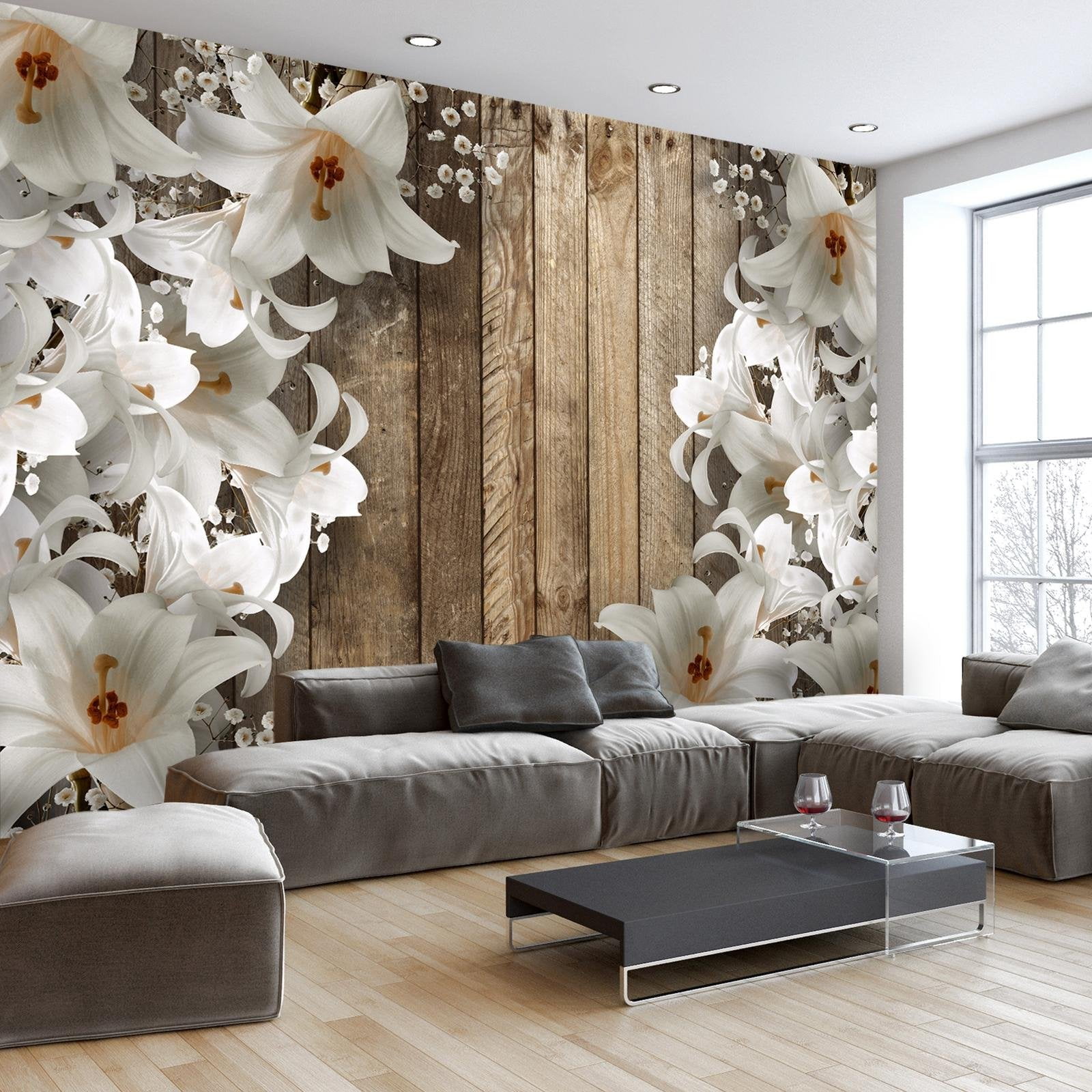 Tiptophomedecor Peel and Stick Floral Wallpaper Wall Mural - Lilac ...