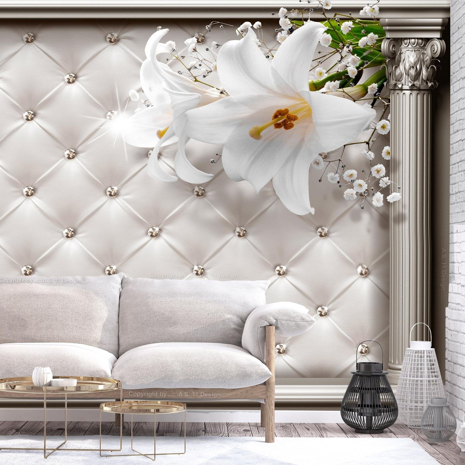 Tiptophomedecor Peel and Stick Floral Wallpaper Wall Mural - Lilies ...
