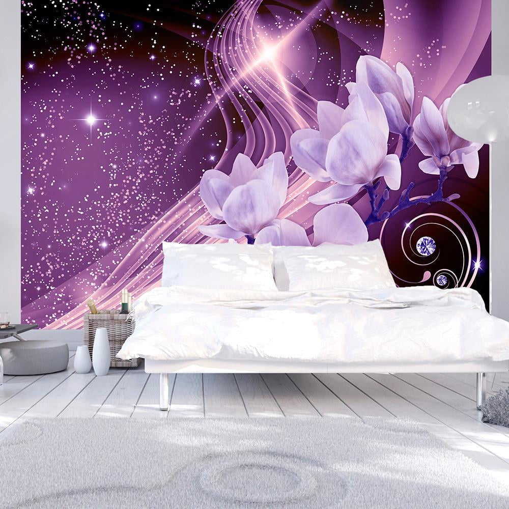 Tiptophomedecor Peel and Stick Floral Wallpaper Wall Mural - Purple ...