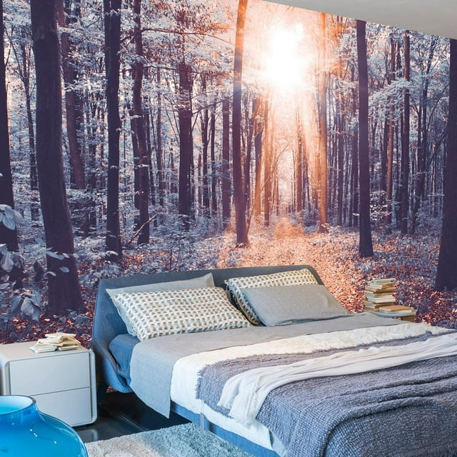 Tiptophomedecor Peel and Stick Forest Wallpaper Wall Mural - Cold ...