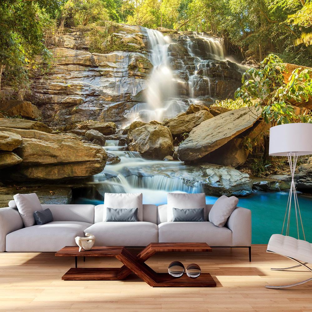 Tiptophomedecor Peel and Stick Forest Wallpaper Wall Mural - Waterfall ...