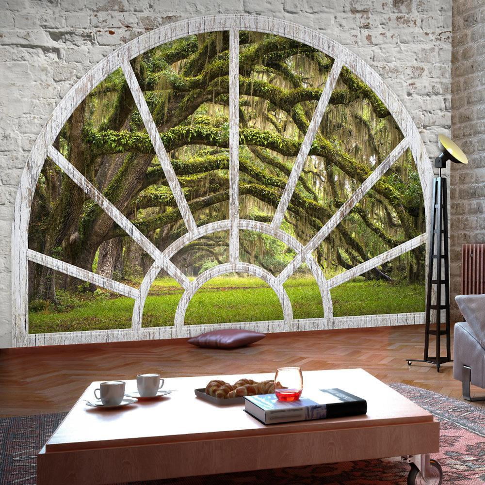 Tiptophomedecor Peel and Stick Forest Wallpaper Wall Mural - Window To ...