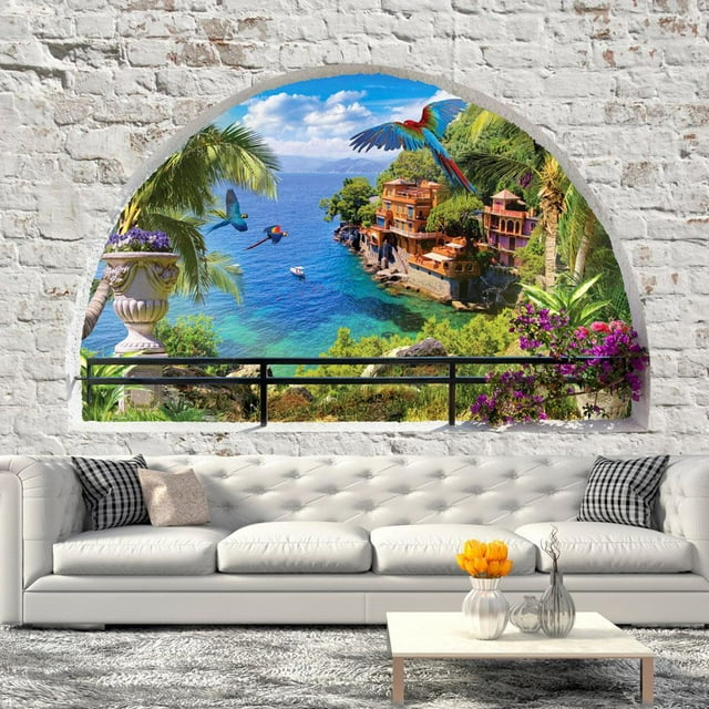 Tiptophomedecor Peel and Stick Tropical Wallpaper Wall Mural - Window ...