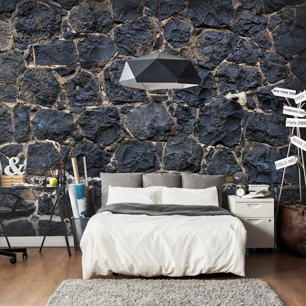 Tiptophomedecor Peel and Stick Wallpaper Wall Mural - Dark Big Stone ...