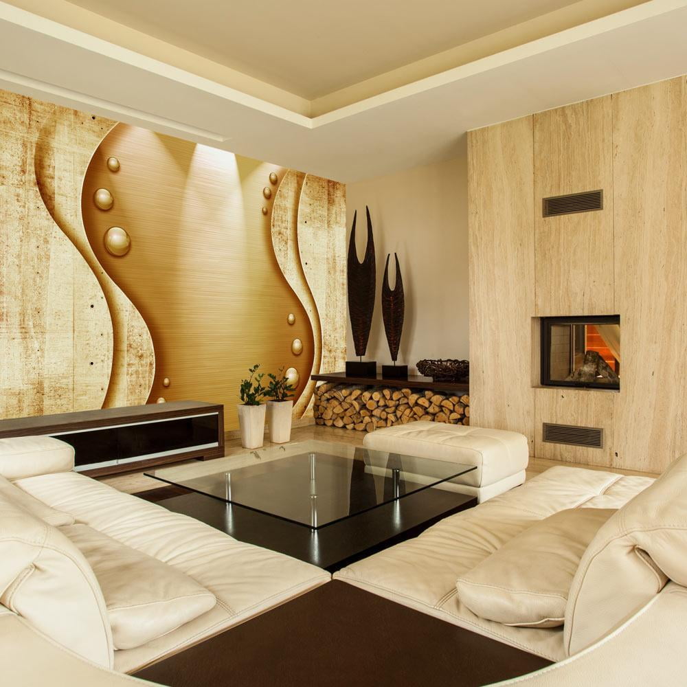 Tiptophomedecor Peel and Stick Wallpaper Wall Mural - Golden Concrete ...