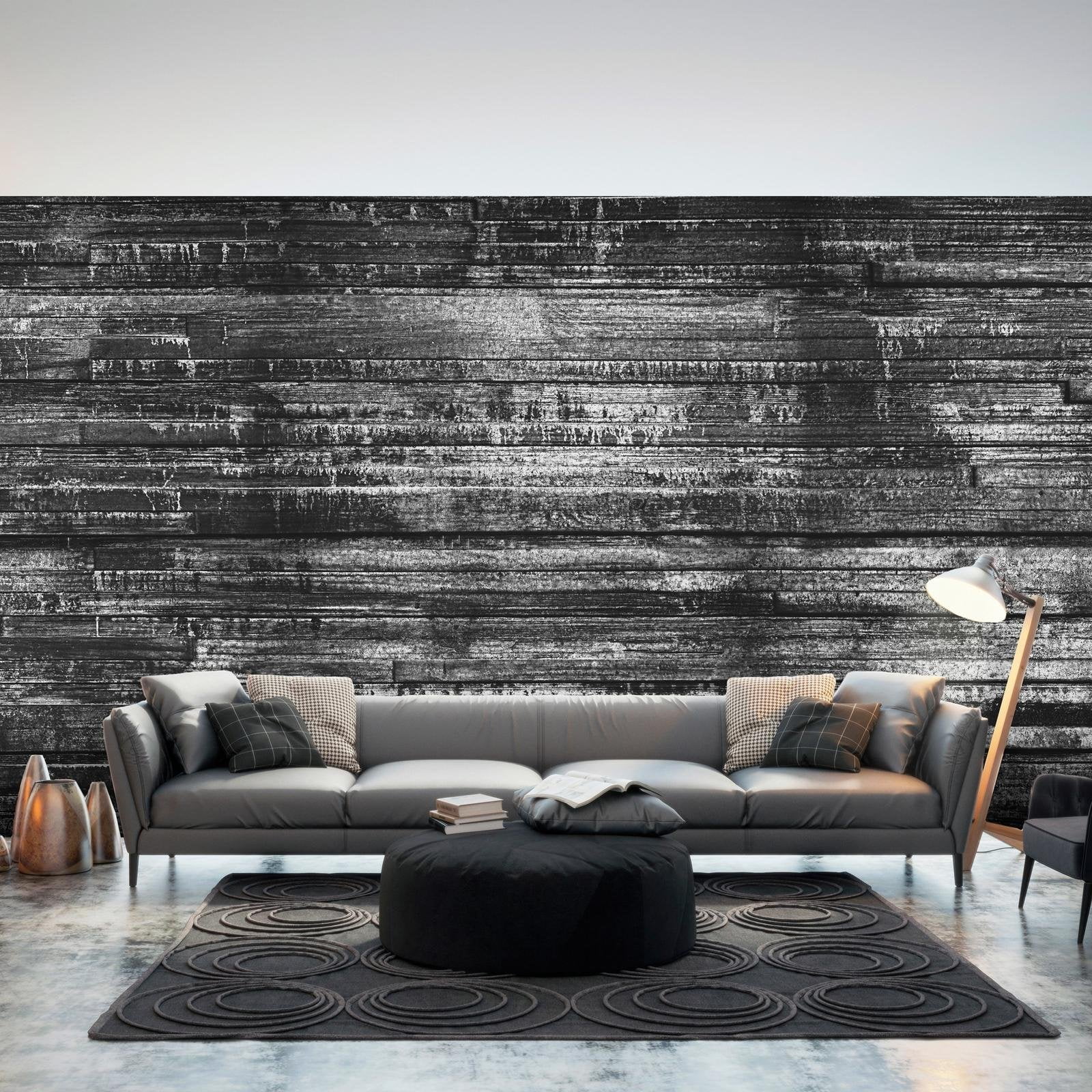 Tiptophomedecor Peel and Stick Wallpaper Wall Mural - Grey Black Old ...