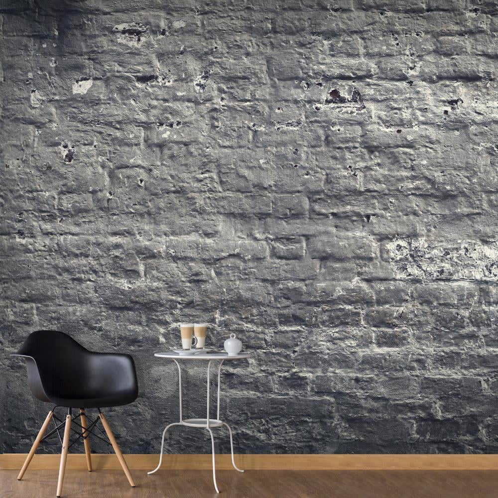 Tiptophomedecor Peel and Stick Wallpaper Wall Mural - Grey Brick Wall ...