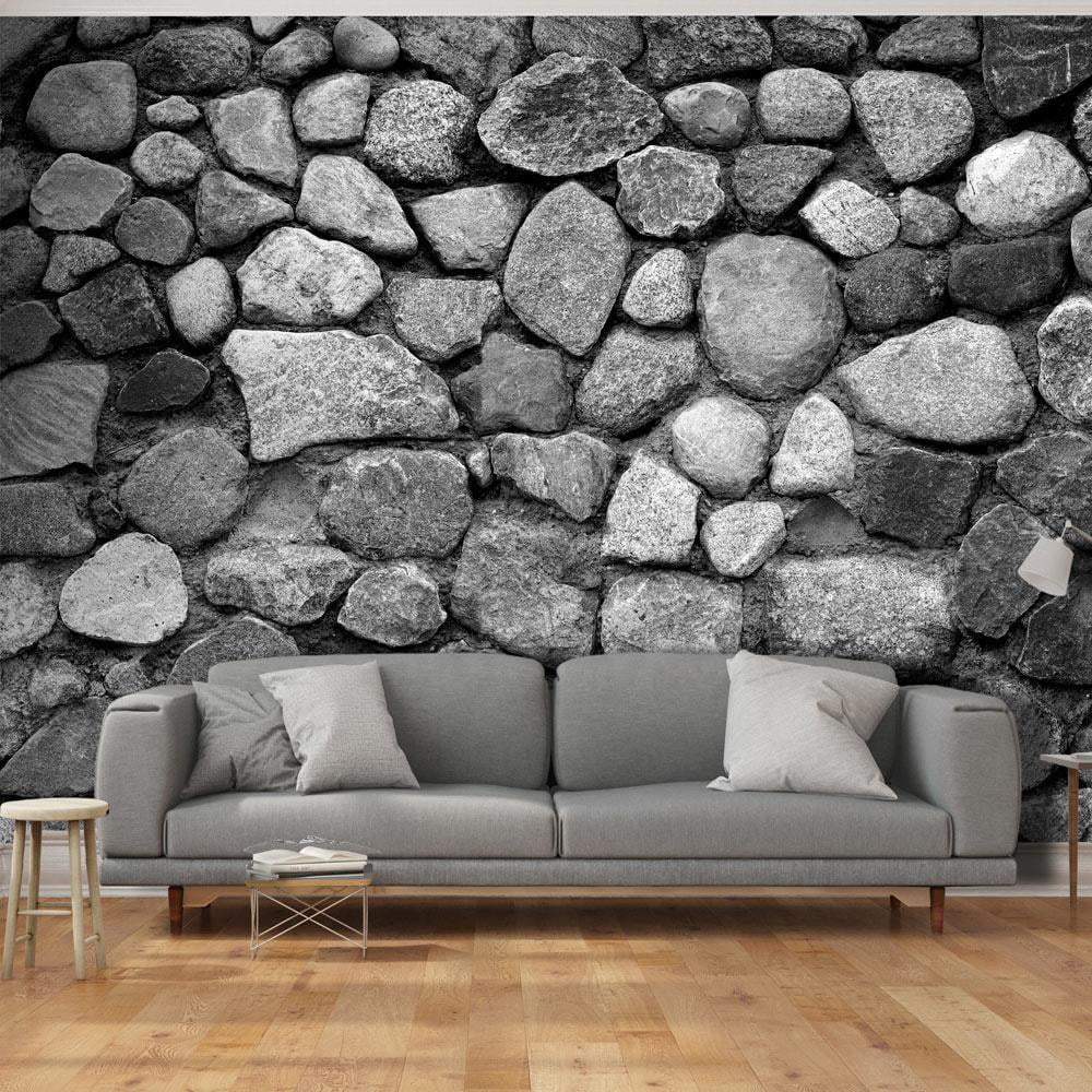 Tiptophomedecor Peel and Stick Wallpaper Wall Mural - Grey Stacked ...