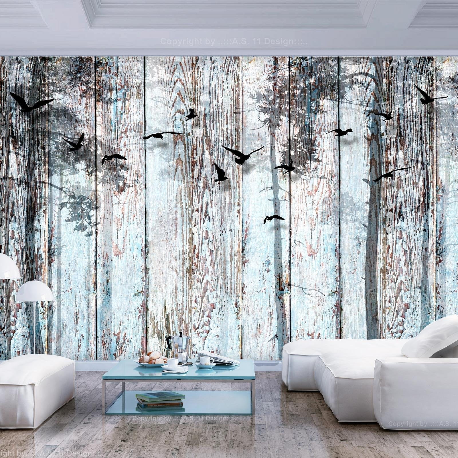 Tiptophomedecor Peel and Stick Wallpaper Wall Mural - Light Blue ...