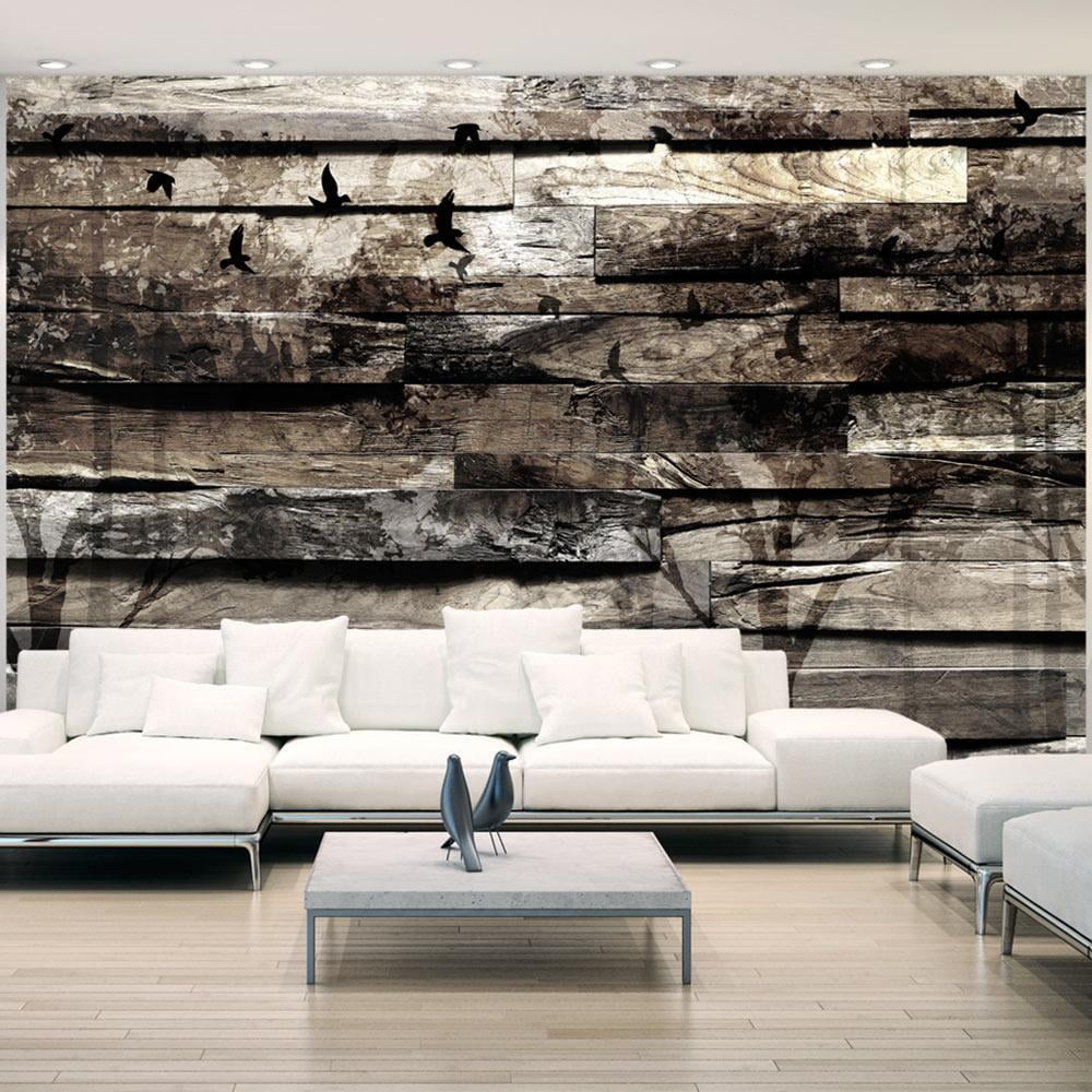 Tiptophomedecor Peel and Stick Wallpaper Wall Mural - Rustic Old Grey ...