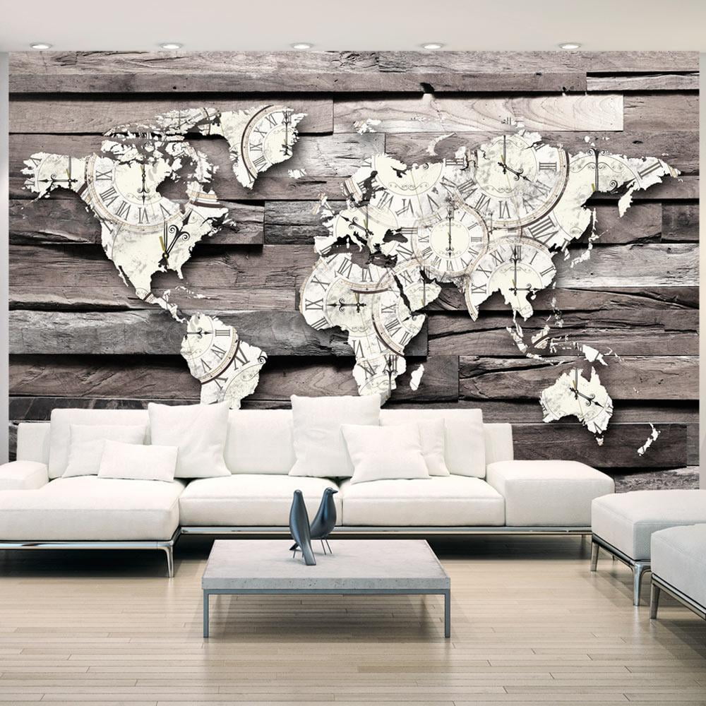 Tiptophomedecor Peel and Stick World Map Wallpaper Wall Mural - World ...