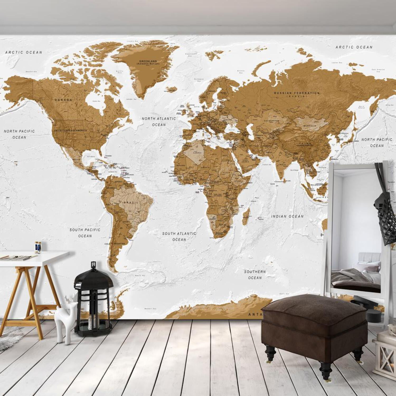 Tiptophomedecor Peel and Stick World Map Wallpaper Wall Mural - World ...