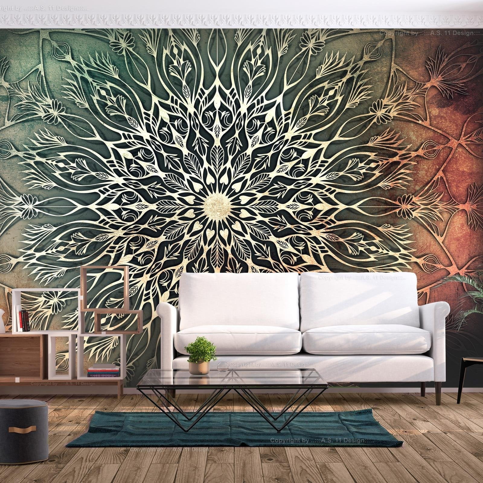 Tiptophomedecor Peel and Stick Zen Wallpaper Wall Mural - Green Batik ...