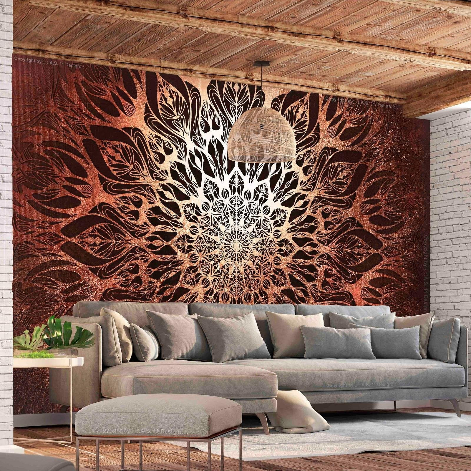 Tiptophomedecor Peel and Stick Zen Wallpaper Wall Mural - Orange Black ...