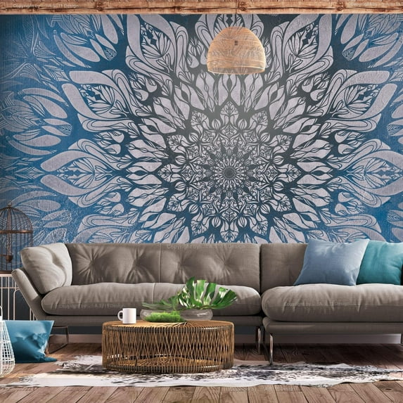 Tiptophomedecor Peel and Stick Zen Wallpaper Wall Mural - Vintage Blue ...
