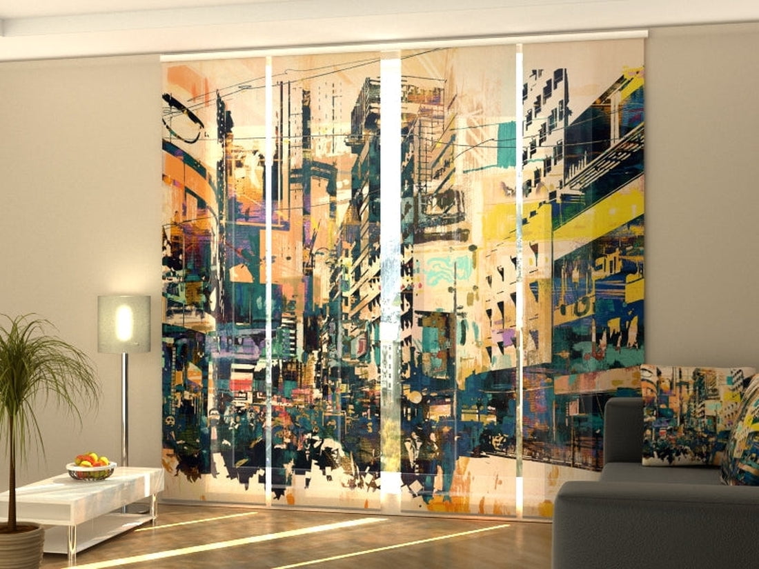 Tiptophomedecor Set of 4 Panel Blinds Abstract New York - Walmart.com