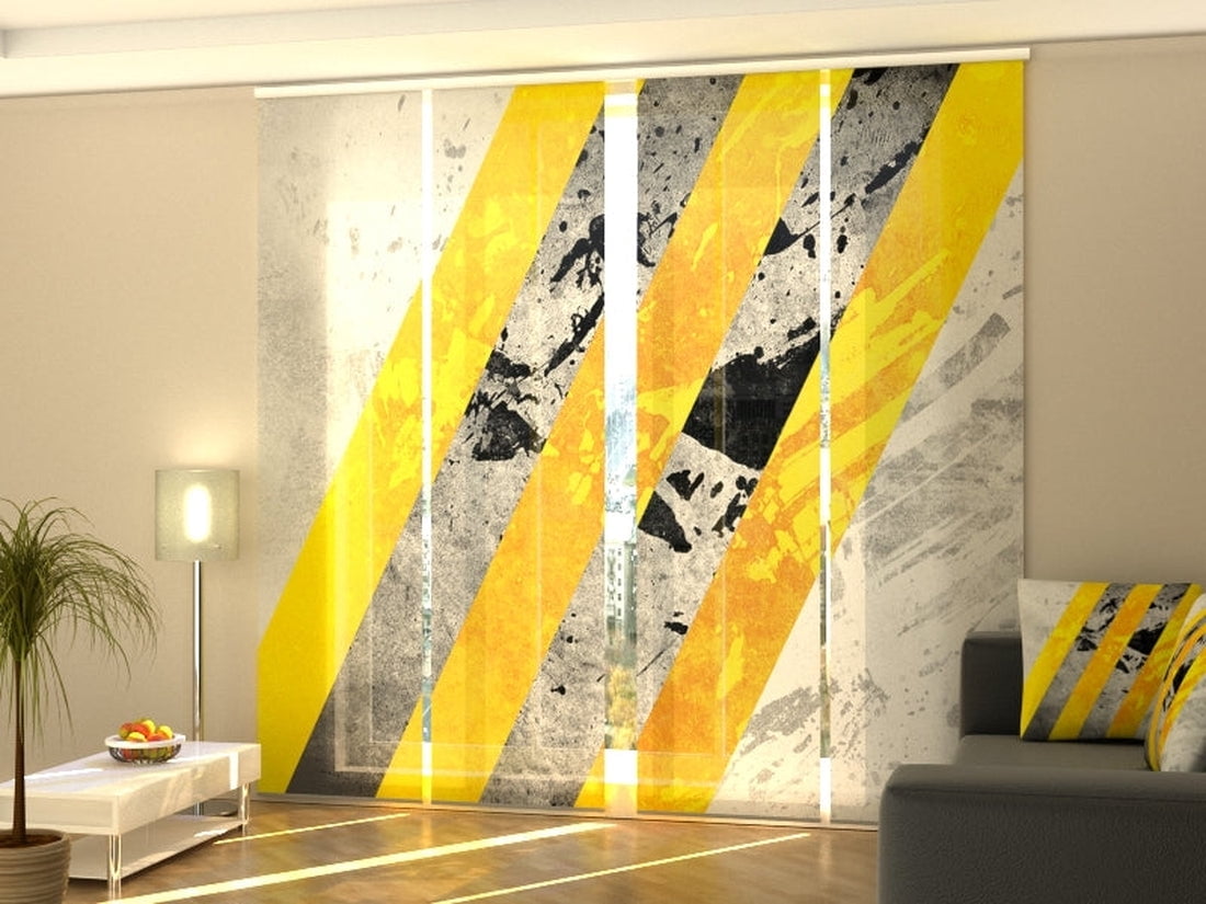 Tiptophomedecor Set of 4 Panel Blinds Yellow and Gray Lines Abstractions - Walmart.com