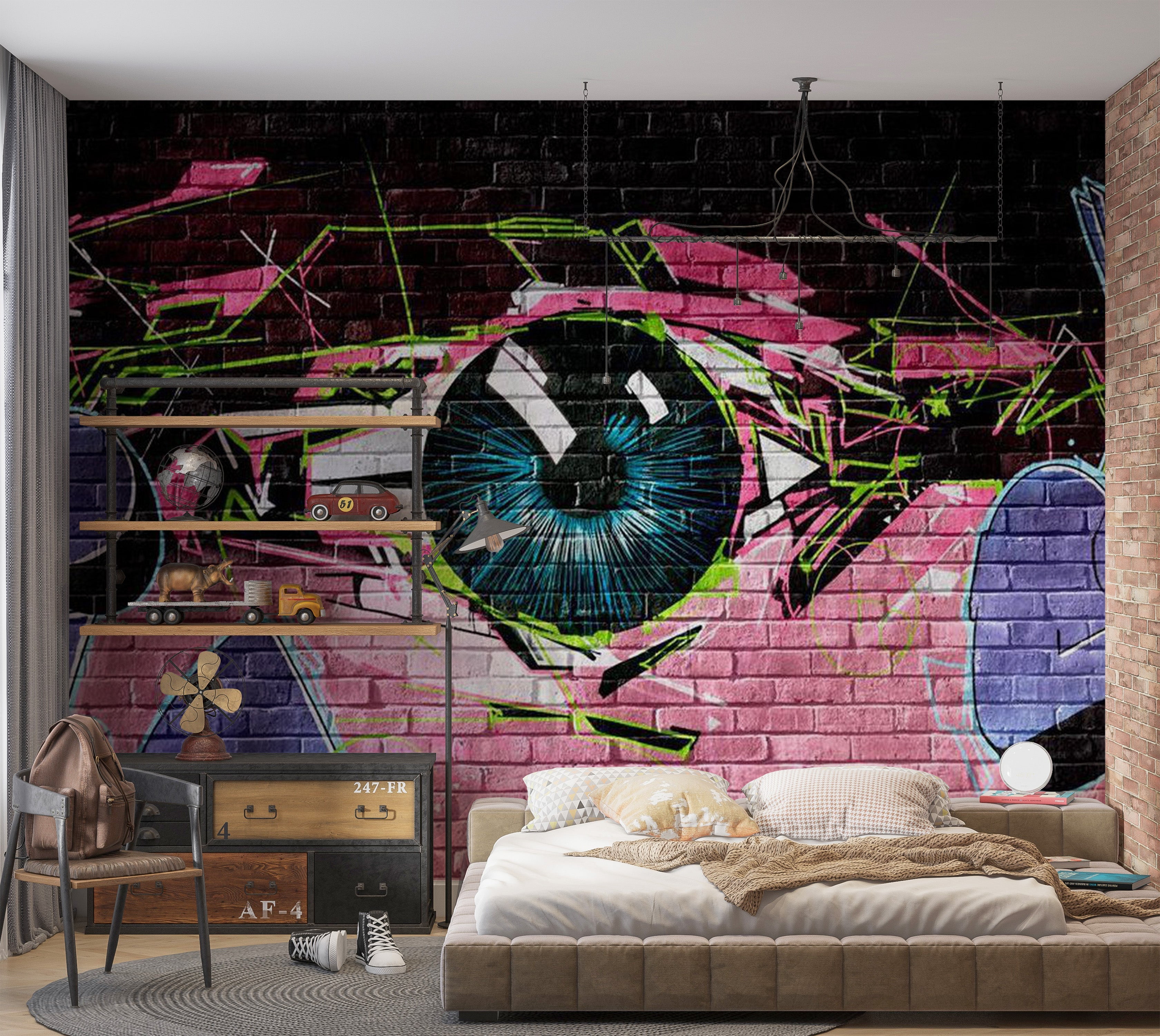 Tiptophomedecor Street Art Wallpaper Wall Mural - Eye Graffiti ...