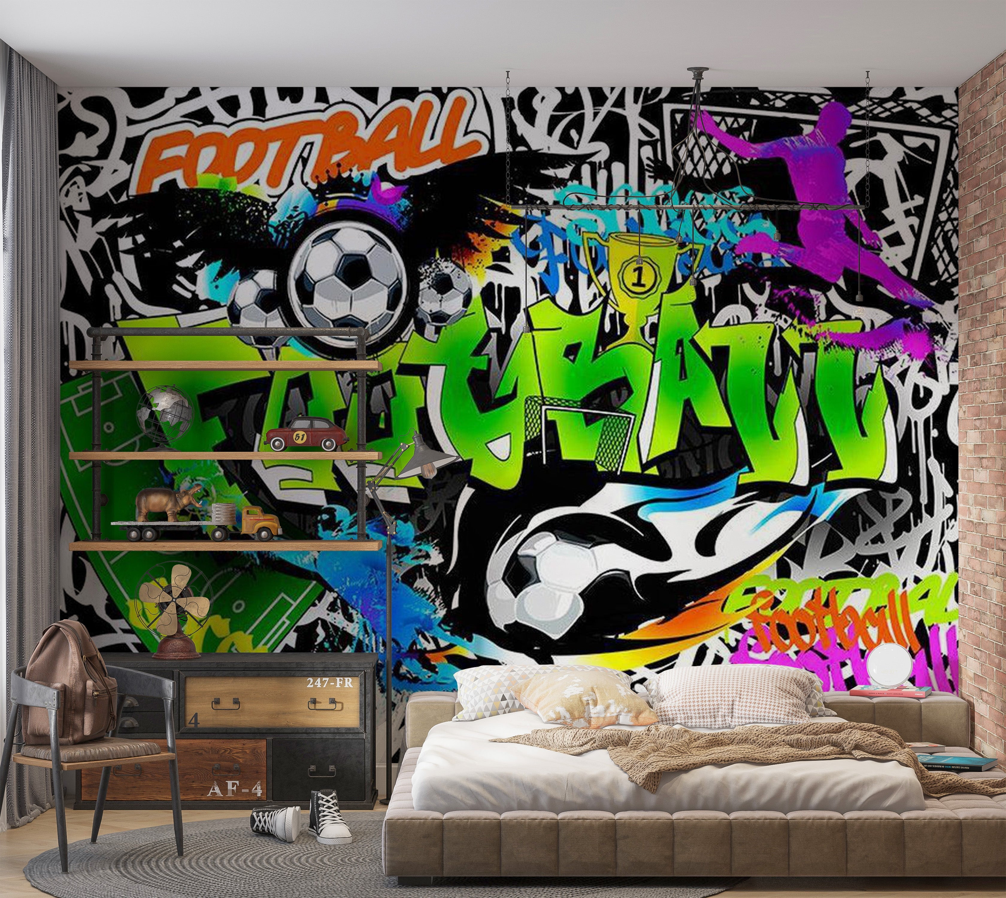 Tiptophomedecor Graffiti Street Art Wallpaper, Football Design ...