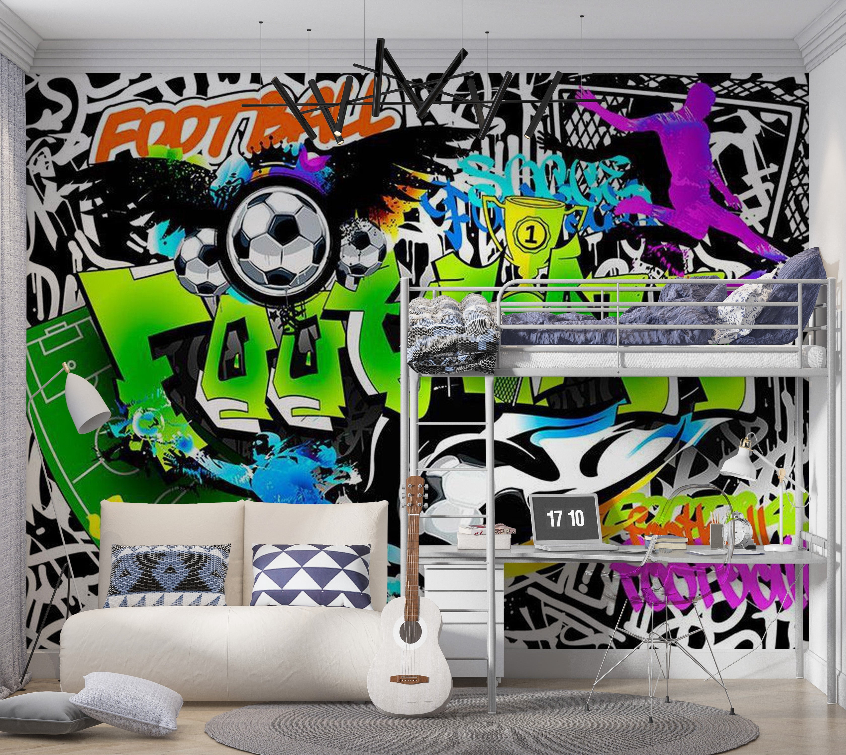 Tiptophomedecor Street Art Wallpaper Wall Mural - Football Graffiti ...