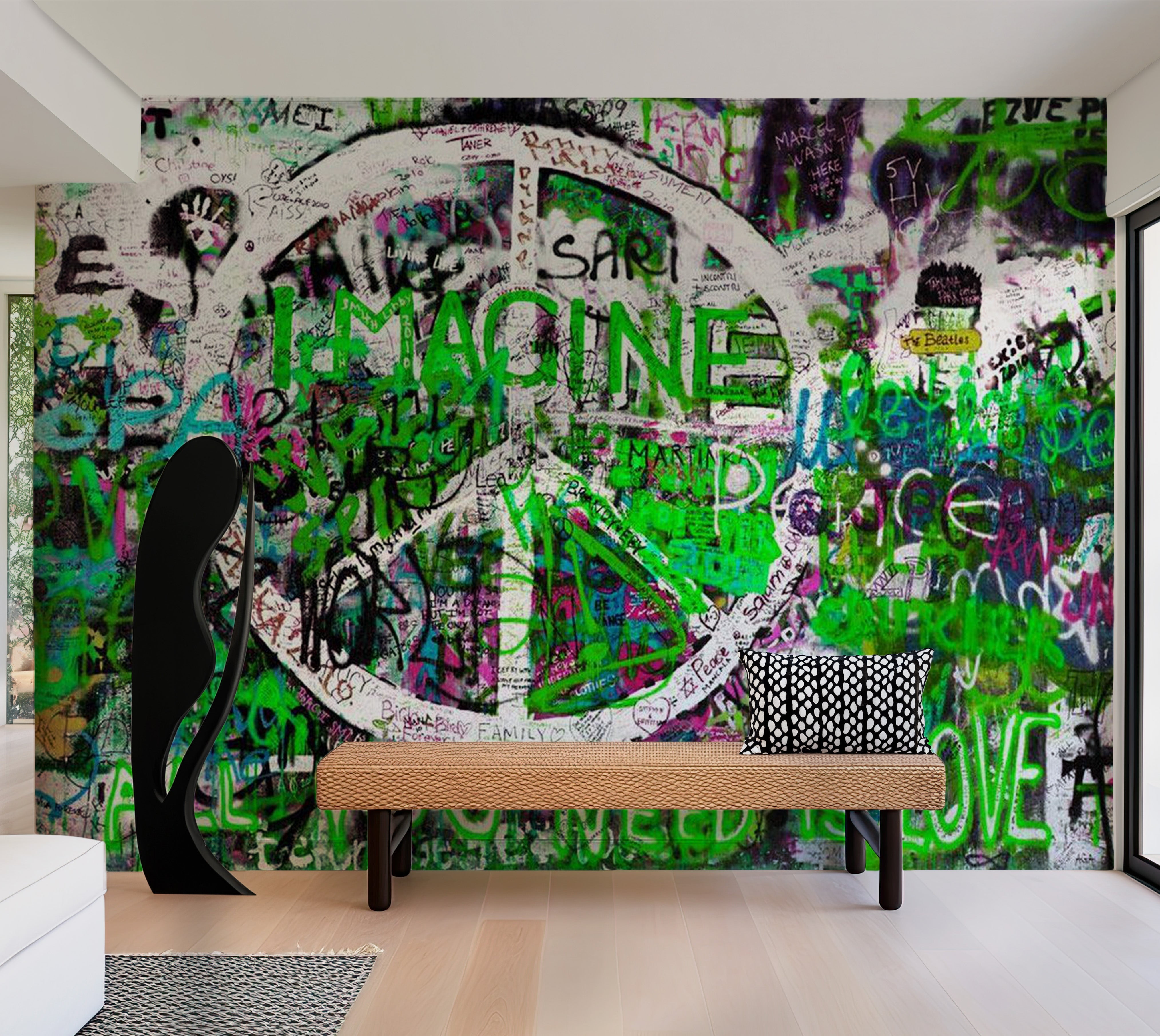 Street Art Wallpaper Wall Mural - Imagine Graffiti Green - Walmart.com