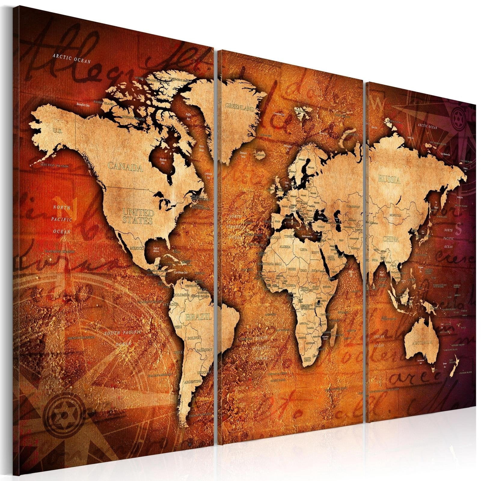 Tiptophomedecor Stretched Canvas World Map Art - Amber Travels ...