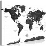 Tiptophomedecor Stretched Canvas World Map Art - Black And White Map ...