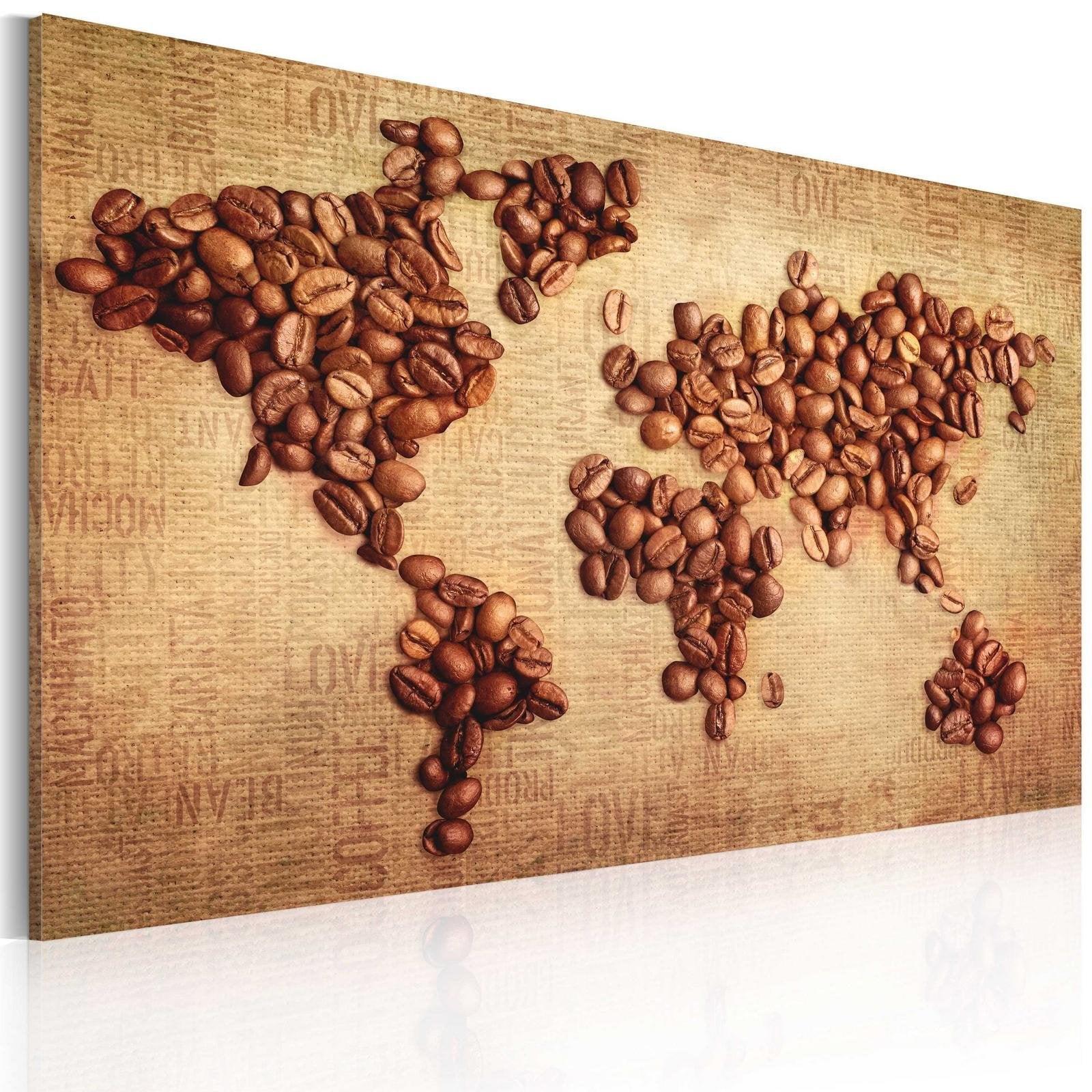 Tiptophomedecor Stretched Canvas World Map Art - Coffee From Around The ...
