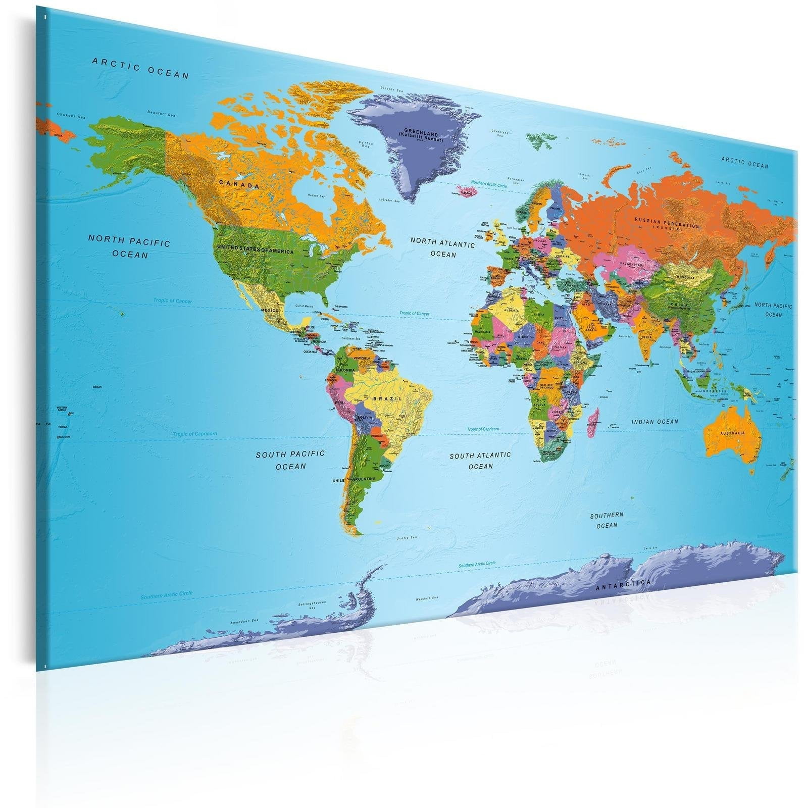 Tiptophomedecor Stretched Canvas World Map Art - Colourful Note ...
