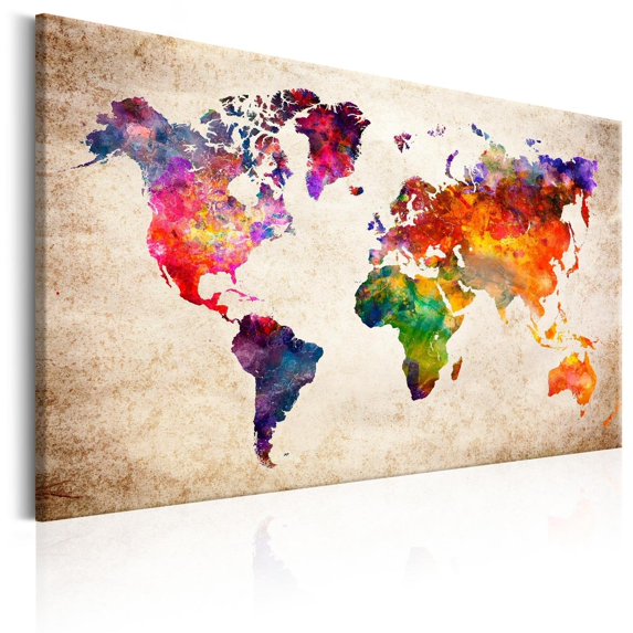 Tiptophomedecor Stretched Canvas World Map Art - Colourful Universe ...