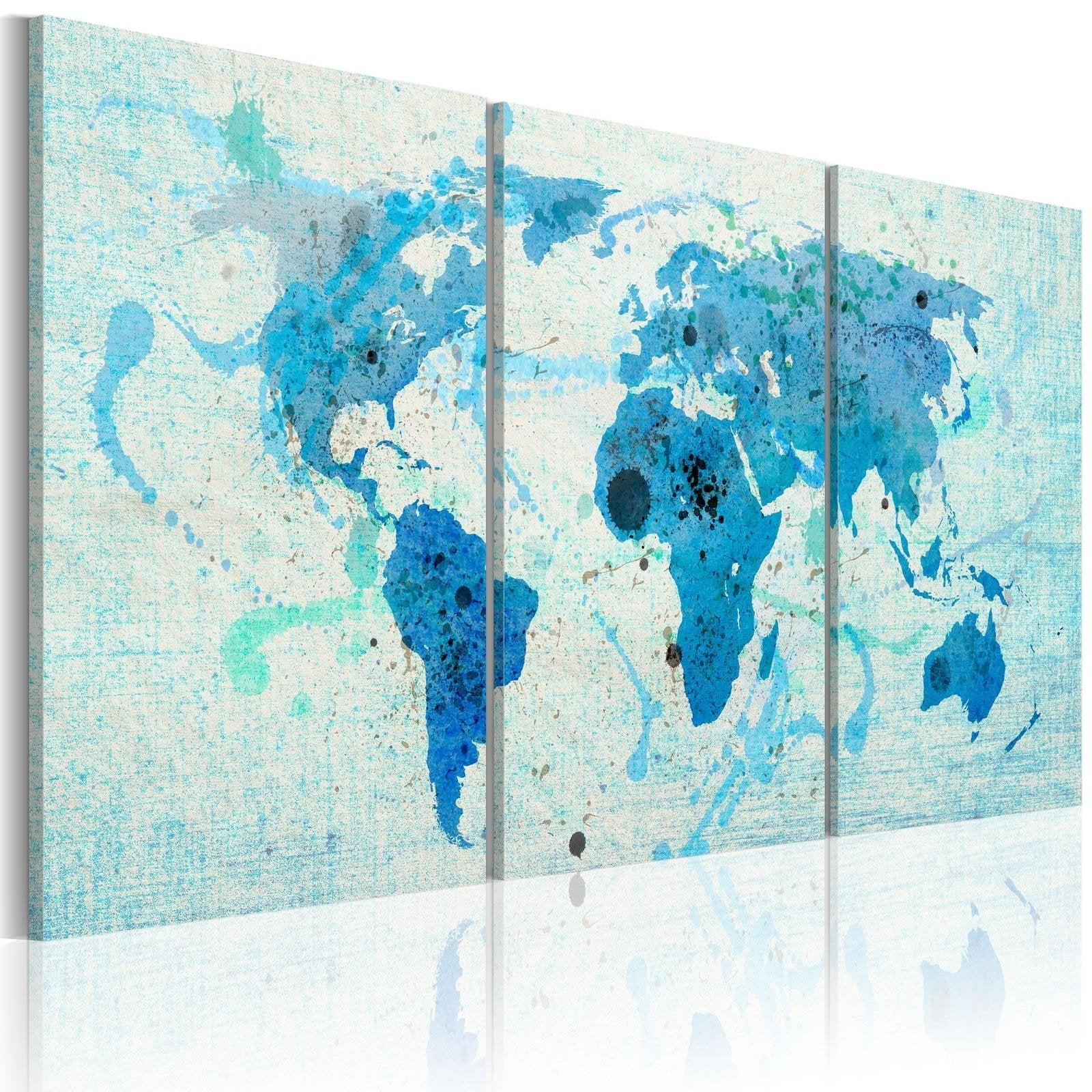 Tiptophomedecor Stretched Canvas World Map Art - Continents Like Oceans ...