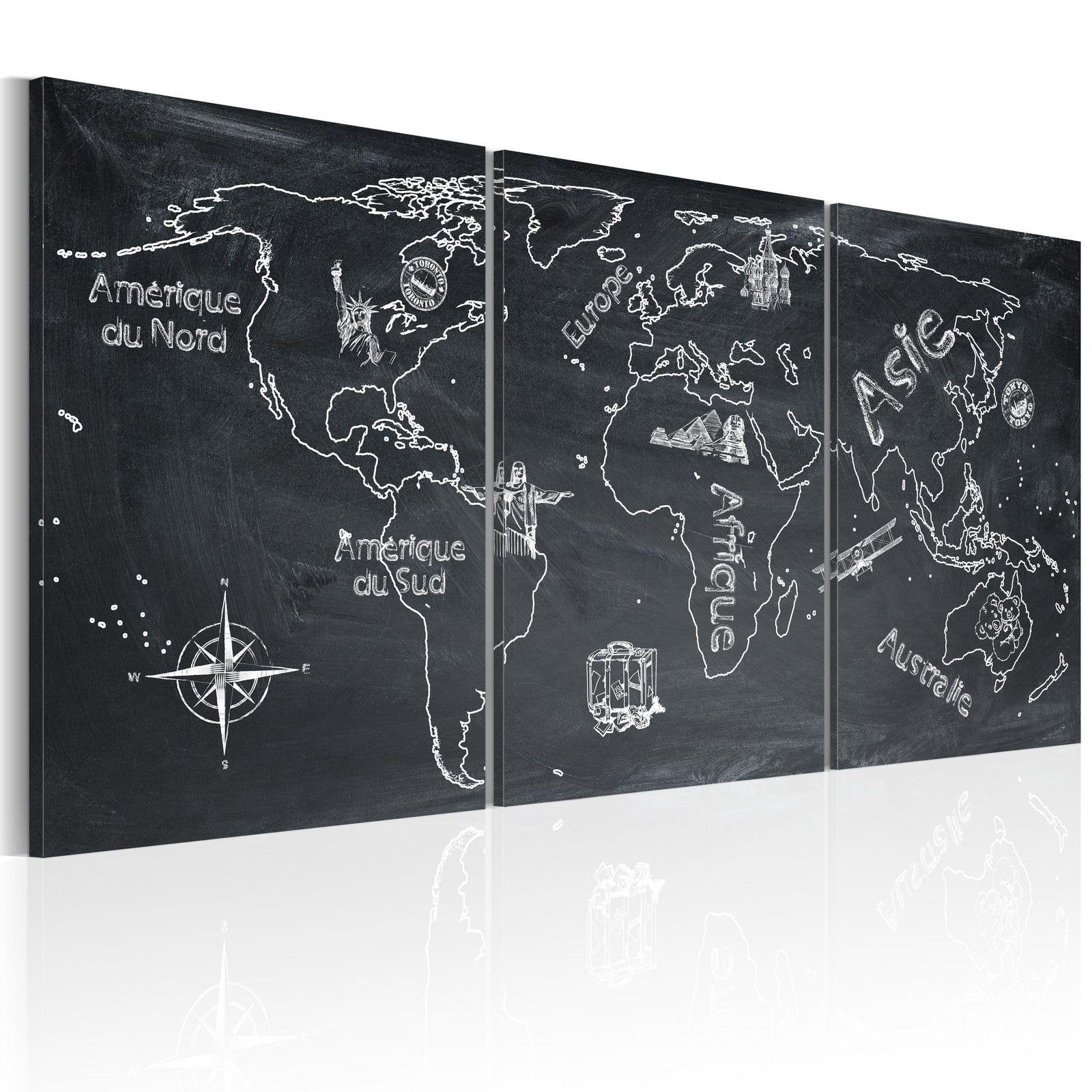 Tiptophomedecor Stretched Canvas World Map Art - Curious Traveler ...