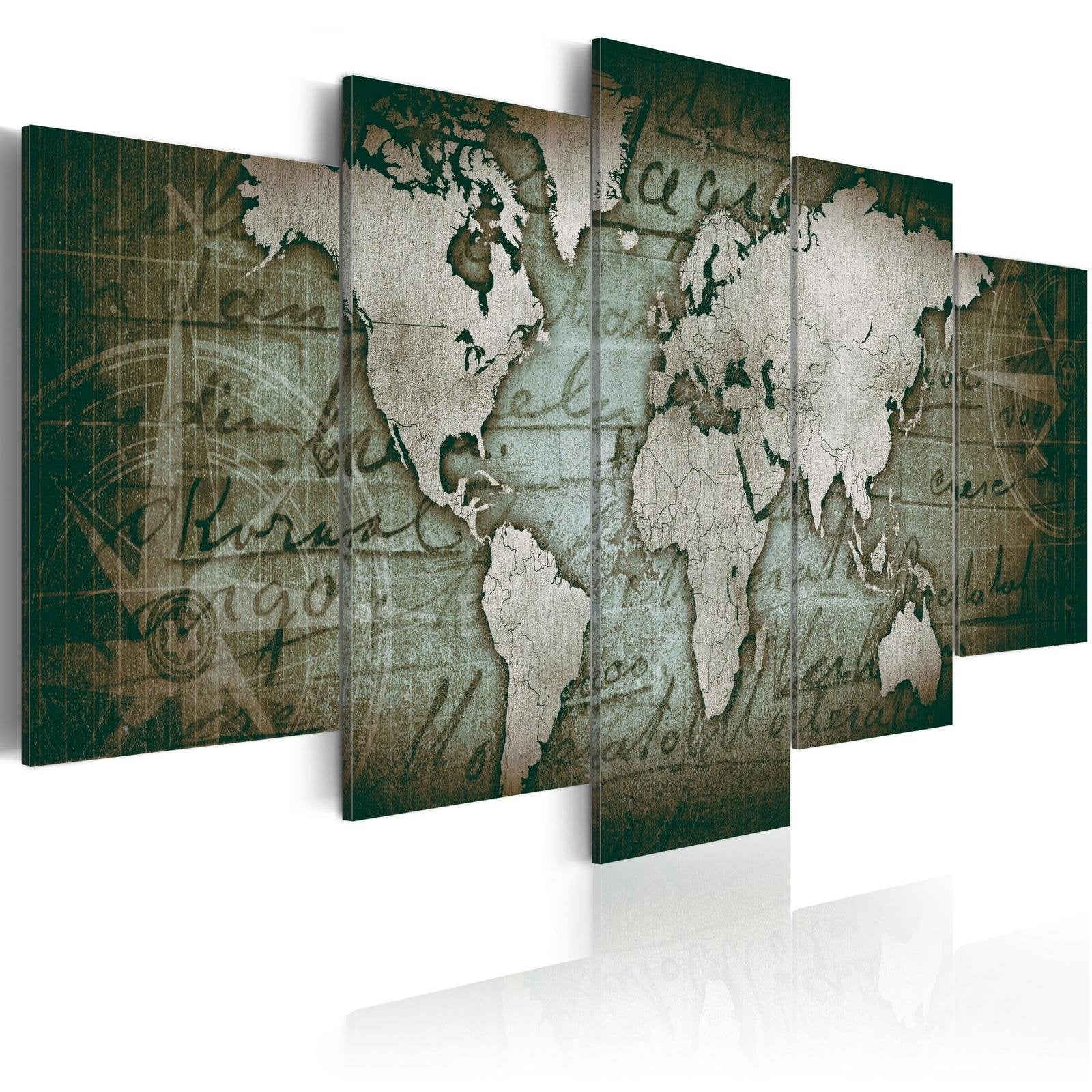 Tiptophomedecor Stretched Canvas World Map Art - Emerald Map ...