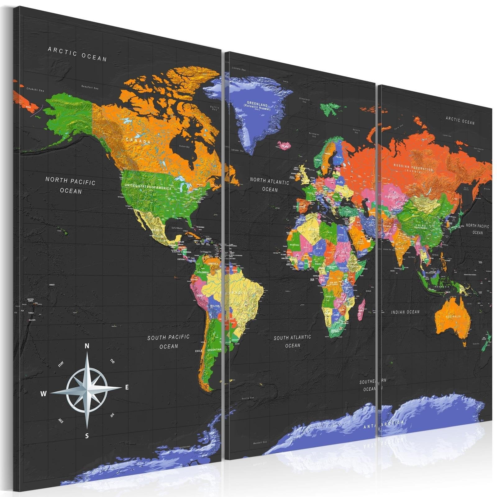 Tiptophomedecor Stretched Canvas World Map Art - Maps: Dark Depth ...