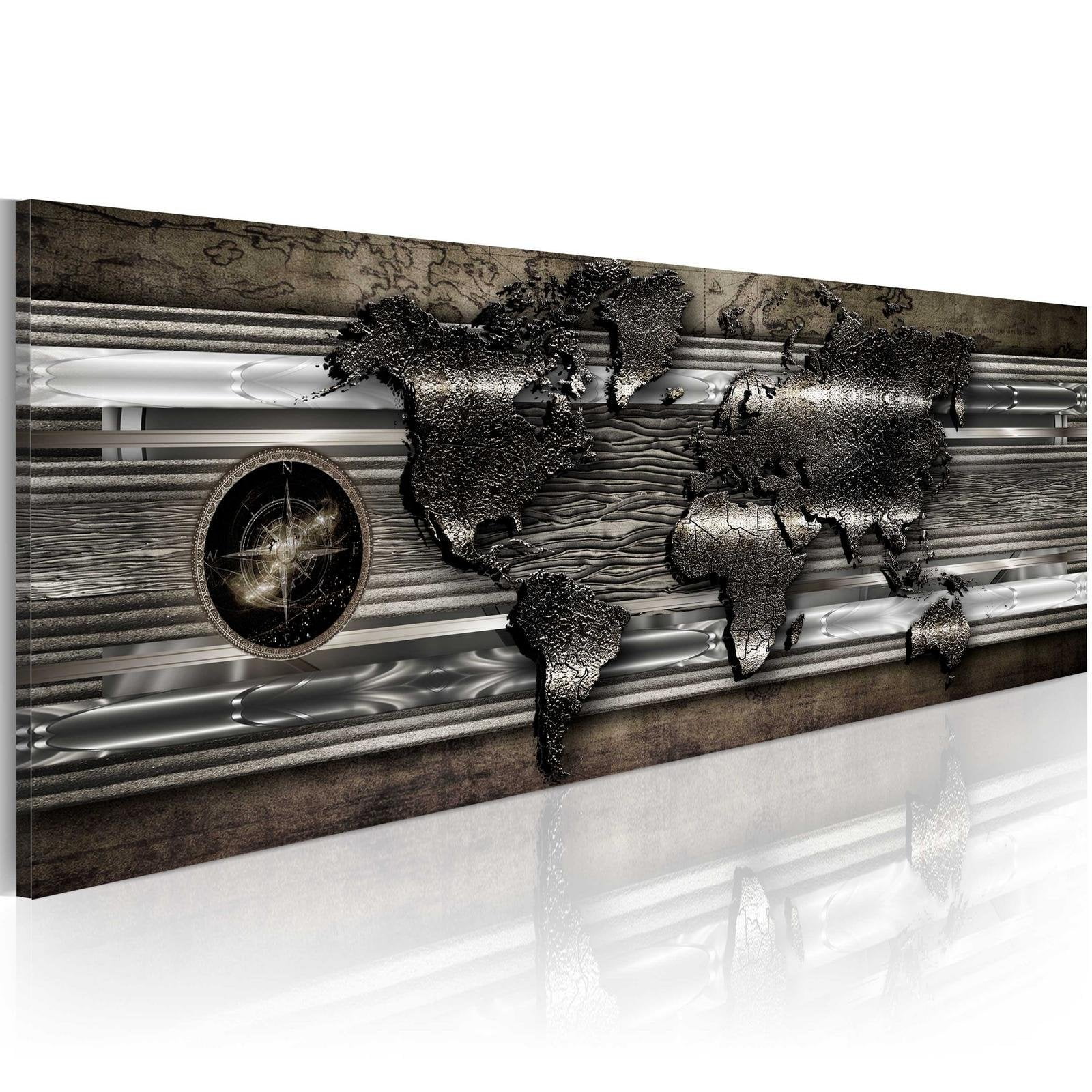Tiptophomedecor Stretched Canvas World Map Art - Metalic Map ...