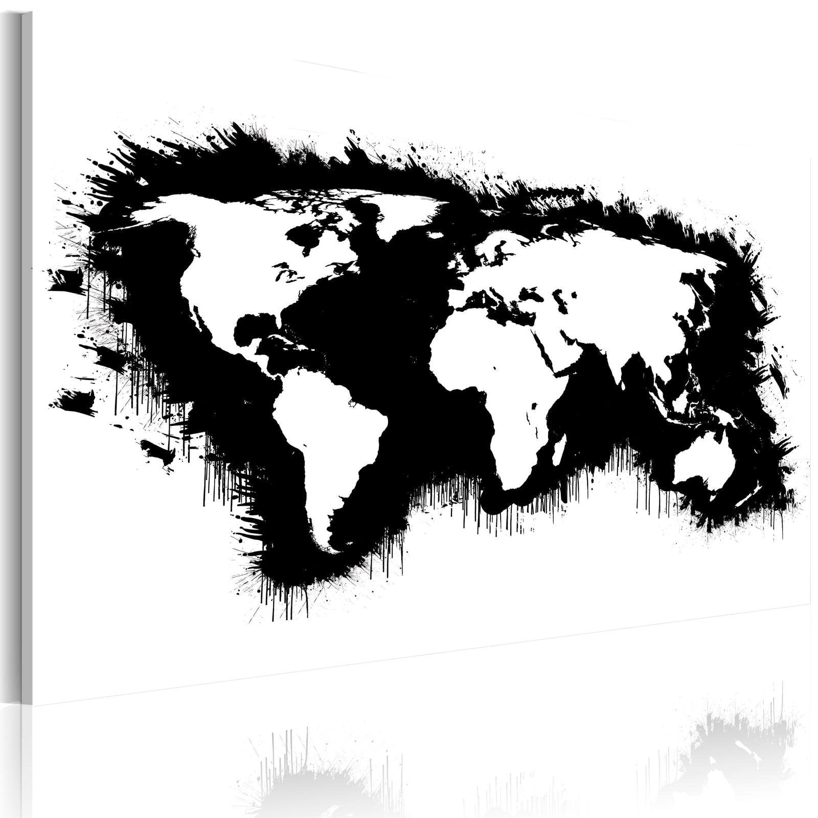 Tiptophomedecor Stretched Canvas World Map Art - Monochromatic Map Of ...