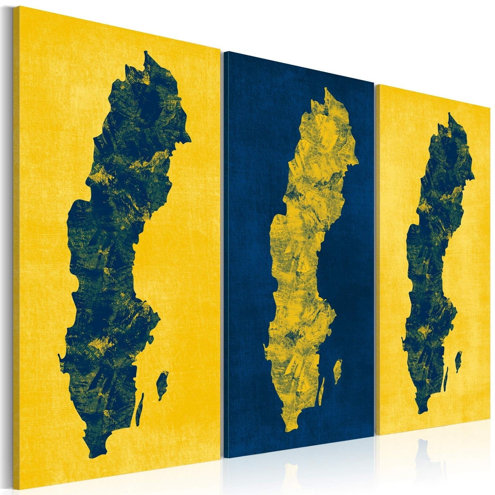 Tiptophomedecor Stretched Canvas World Map Art - Painted Map Of Sweden ...