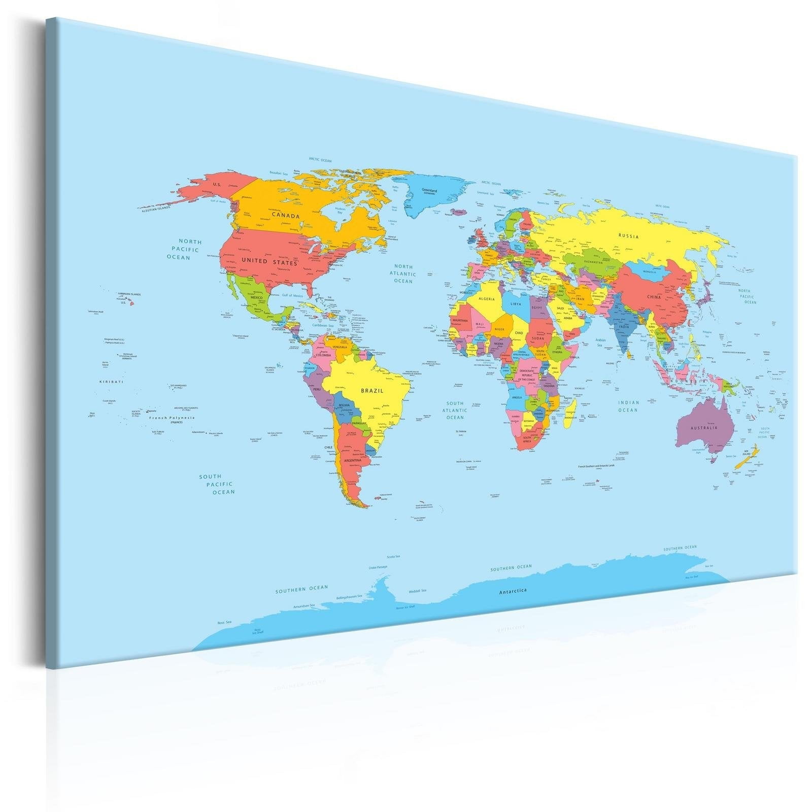 Tiptophomedecor Stretched Canvas World Map Art - Rainbow Geography ...