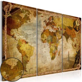 Tiptophomedecor Stretched Canvas World Map Art - Black And White Map ...