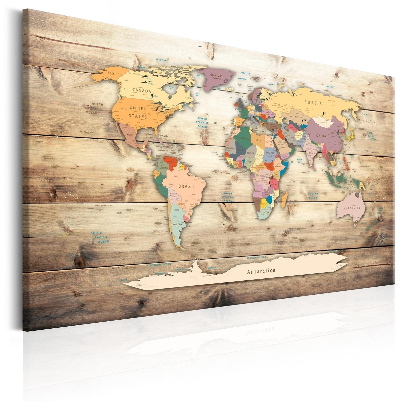 Tiptophomedecor Stretched Canvas World Map Art - World Map: Colourful ...