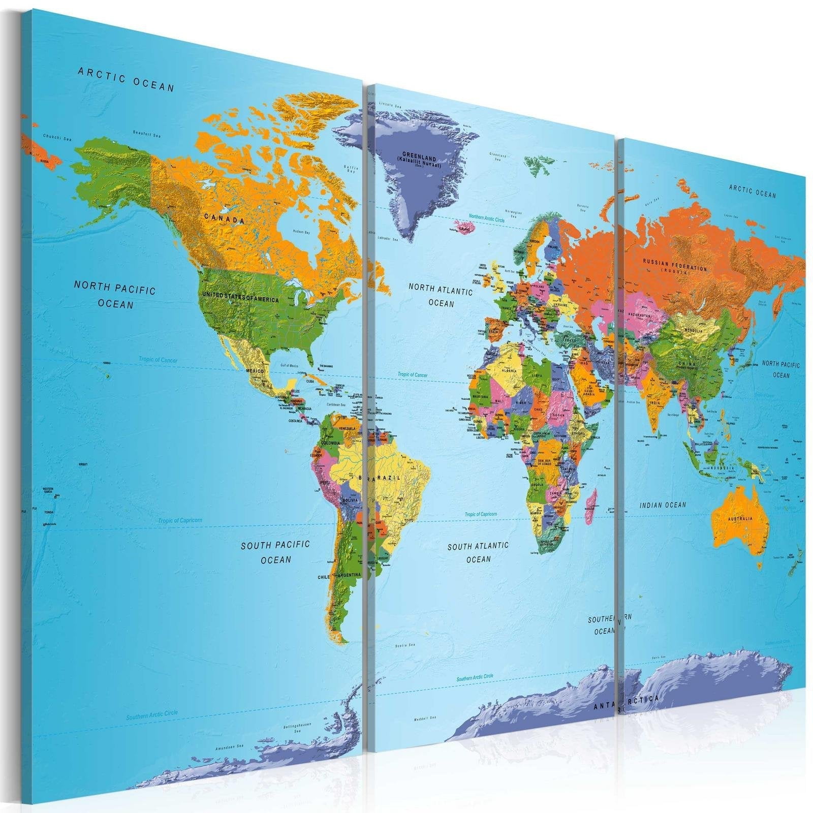Tiptophomedecor Stretched Canvas World Map Art - World Map: Colourful ...
