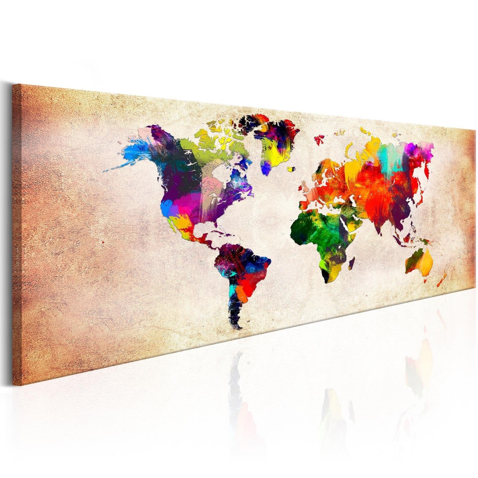 Tiptophomedecor Stretched Canvas World Map Art - World Map: Colourful ...