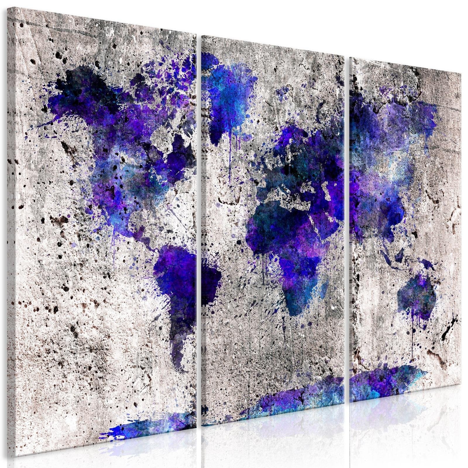 Tiptophomedecor Stretched Canvas World Map Art - World Map: Ink Blots ...