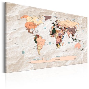 Tiptophomedecor Stretched Canvas World Map Art - Map Of The World - An ...