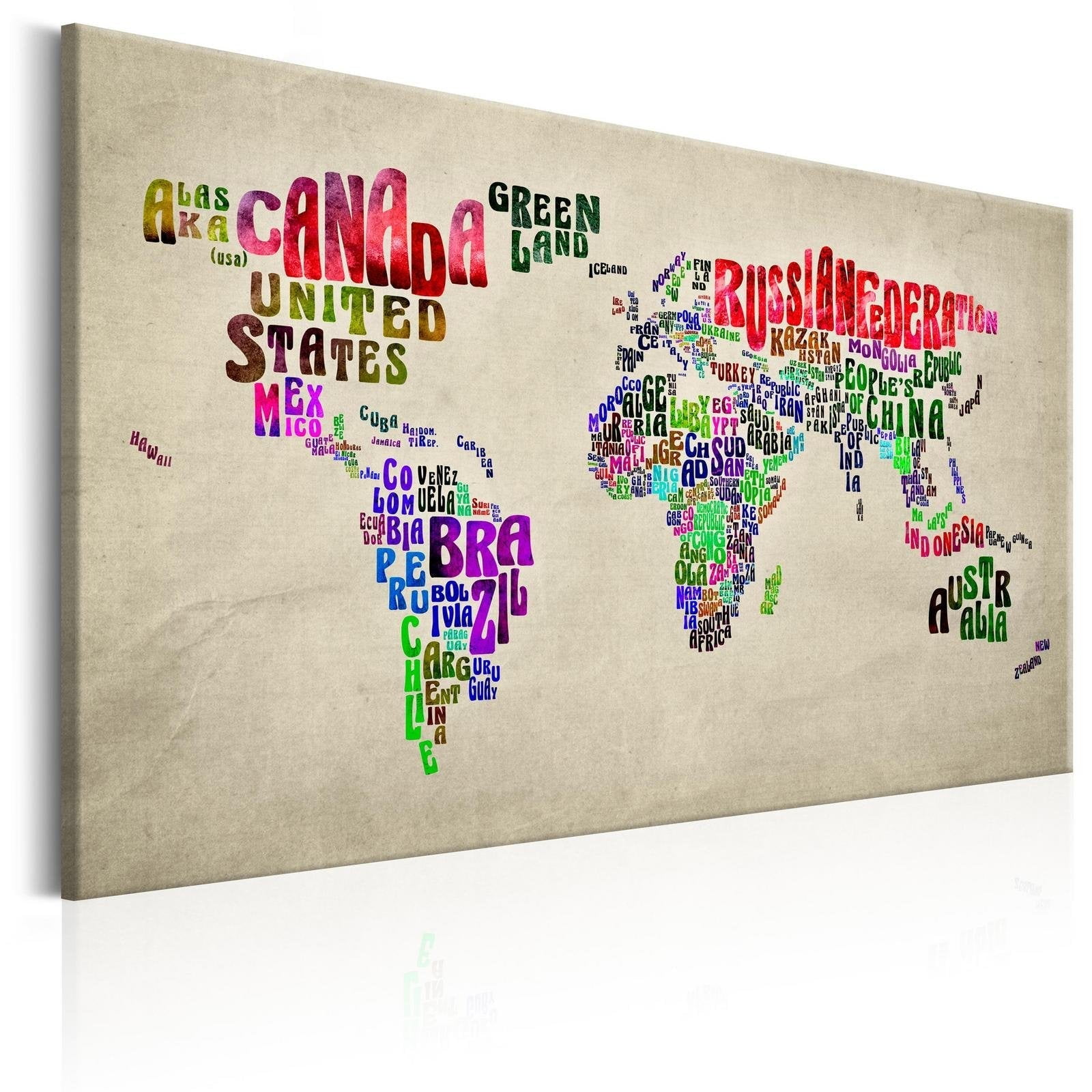 Tiptophomedecor Stretched Canvas World Map Art - World Map: World Tour ...