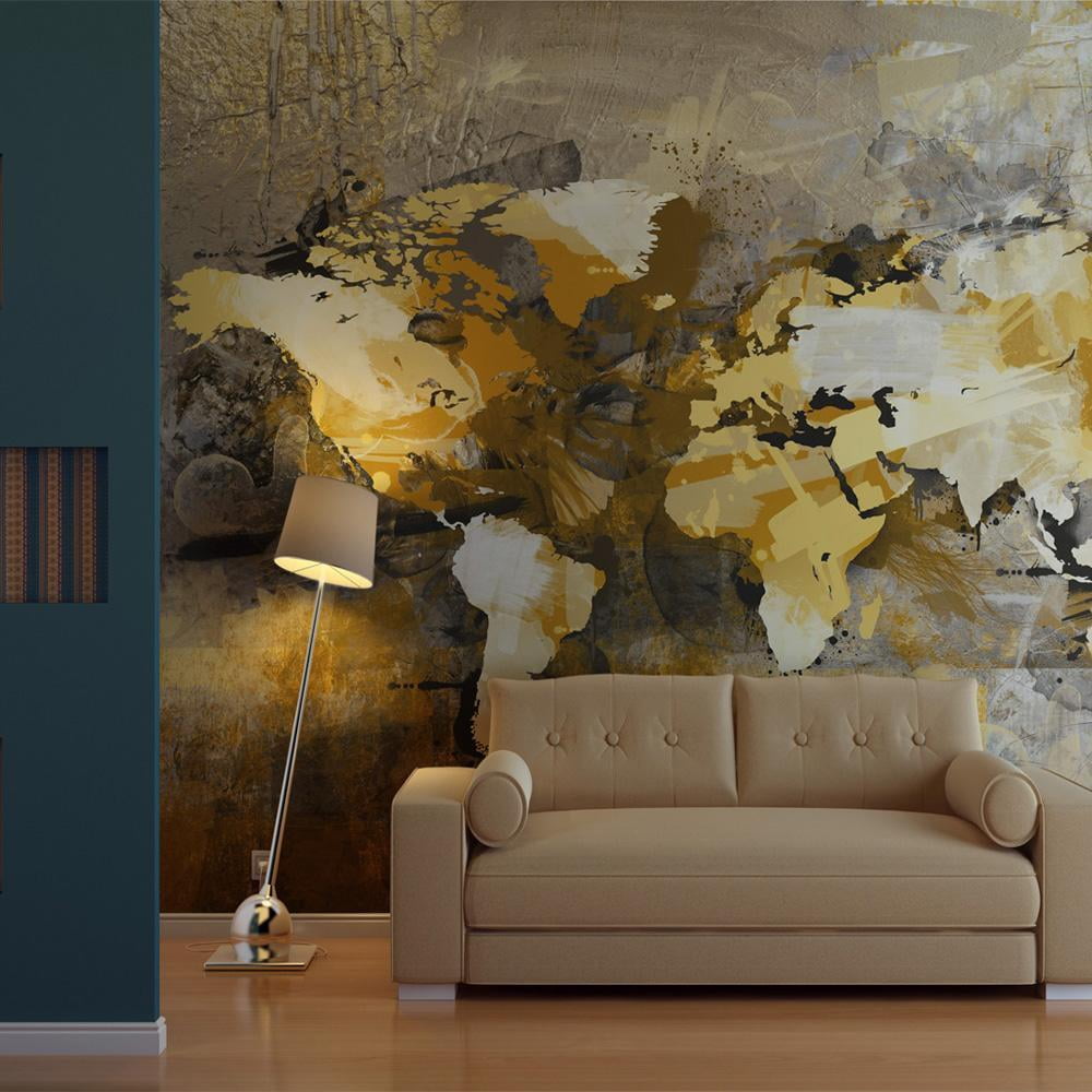 Tiptophomedecor World Map Wallpaper Wall Mural - Abstract Art Map ...
