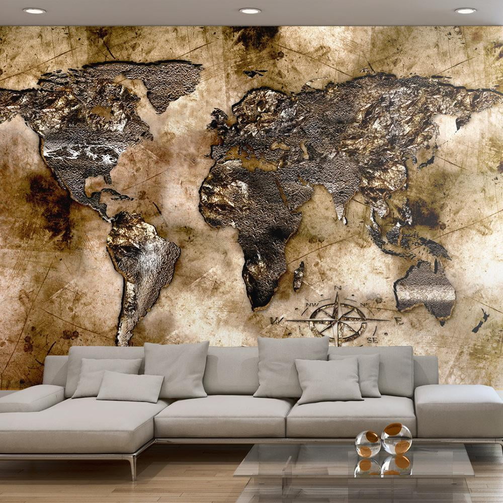 Tiptophomedecor World Map Wallpaper Wall Mural - Map On Old Paper 02 ...