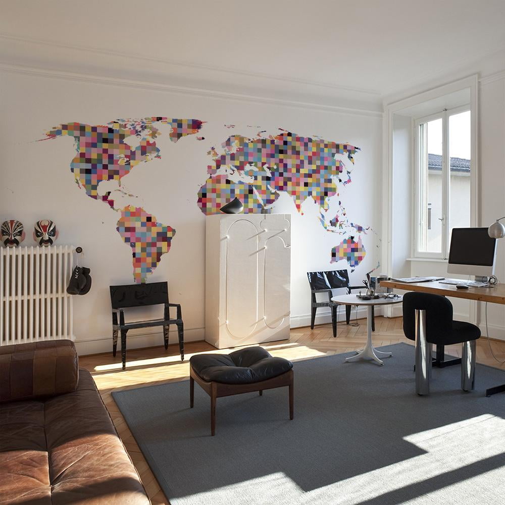 Tiptophomedecor World Map Wallpaper Wall Mural - World In Colorful ...