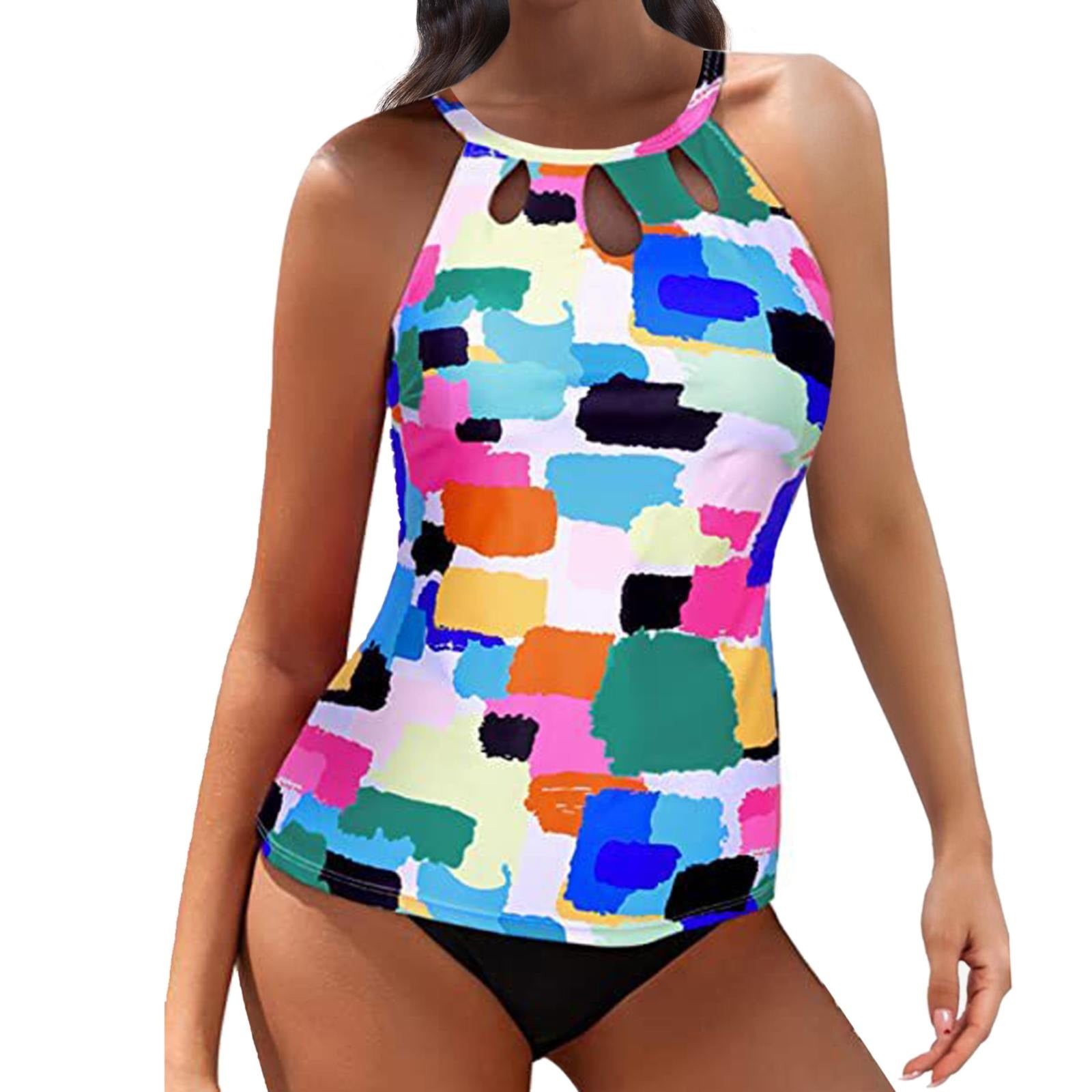 Tiqkatyck Bikini Sets for Women Clearance, Two Piece High Neck Tankini Swimsuits for Women ...